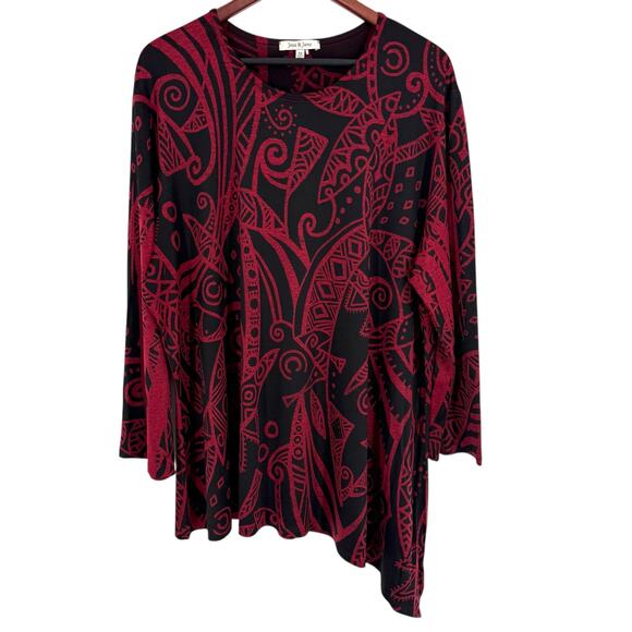 Jess & Jane | Tops | Jess Jane Plus Size Red Wearable Art Stretchy ...
